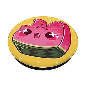 Cute Pink Cat Funny Cat Lover Watermelon Face PopSockets Swappable PopGrip