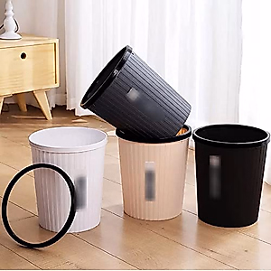 UNNIQ Trash can, Small Round Plastic Trash Can, Trash Bin Recycling Bin, Bathroom, Kitchen, Bedroom, Home Office, Outdoor Trash Can Recycling (Color : Grey, Size : Small)