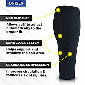 POWERLIX Calf Compression Sleeve (2p) Calf & Shin Sleeves for Men & Women Great for Pain Relief, Running, Sports & More