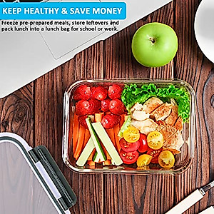 M MCIRCO [5-Packs, 30 Oz] Glass Meal Prep Containers with Snap Locking Lids Glass Food Containers,Airtight Lunch Container,Microwave, Oven, Freezer and Dishwasher