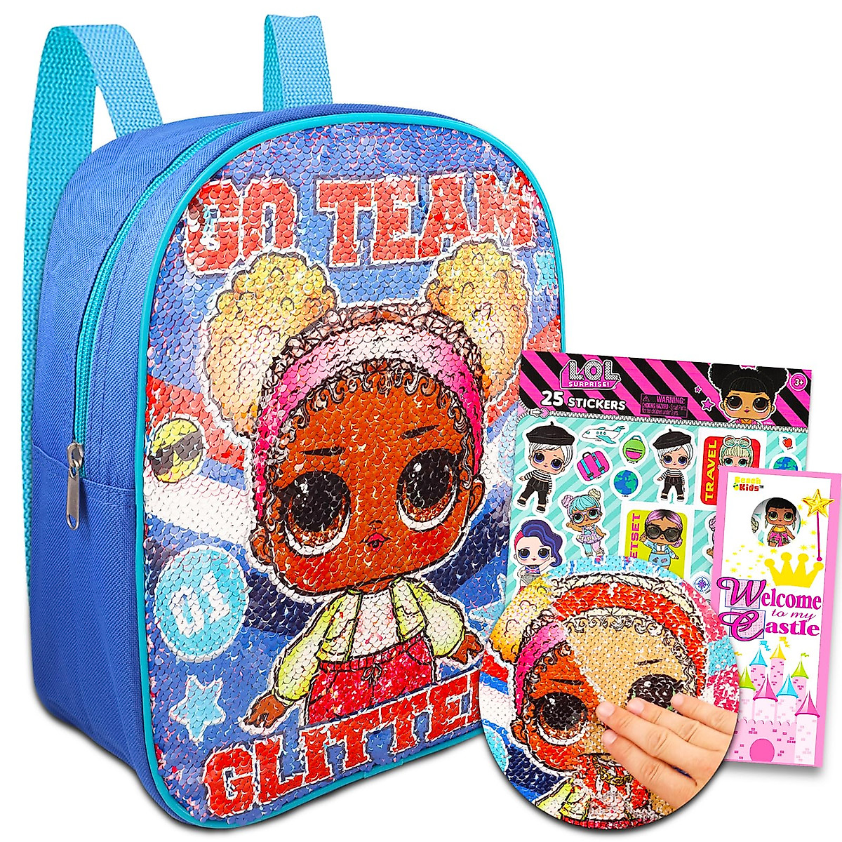 LOL Surprise Backpack Mini for Girls Kids Toddlers - 12" Small LOL Surprise Backpack with Reversible Sequins, Stickers, More | LOL Surprise Party Supplies, Backpack Bundle