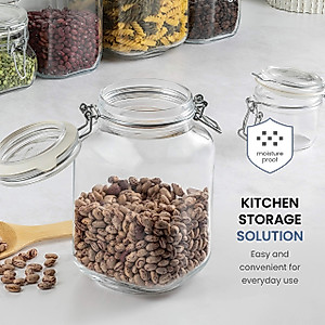 Bormioli Rocco Glass Fido Jars - with hermetically Sealed hinged Airtight lid for Fermenting, Preserving, Bulk - dry Food Storage, With Paksh Novelty Chalkboard Label (67 3/4 Ounce (2 Liter))