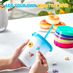 Hsei Clear Plastic Tumbler with Straw and Lid Bulk Water Bottle Iced Coffee Travel Mug Cup with Lid and Straw Reusable Plastic Cups for Kids Christmas Water Smoothie Party Birthday (28 Pack,16 oz)