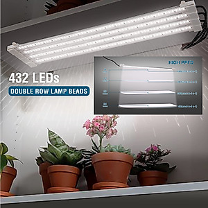 Mosthink Grow Lights for Indoor Plants, 4 Packs LED Strips Full Spectrum with Auto Timer 3/6/12H, Dimmable Sunlike Growing Lamp for Greenhouse,Seedling,432 LEDs (16 Inches)