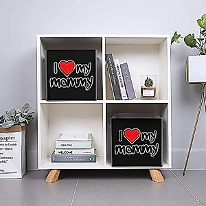 I Love My Mommy Collapsible Storage Bins Basics Folding Fabric Storage Cubes Organizer Boxes with Handles