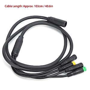 Archuu E-Bike 1T4 Cable, Waterproof 1T4 Electric Bike Cable Mid Motor Brake Lever Throttle Connector for Electric Bike Conversion Kits