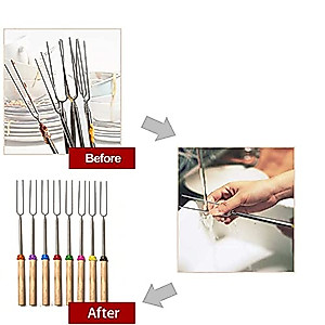 Marshmallow Roasting Sticks 8Pcs Extendable 32inch Long Metal Barbecue Skewers For Grilling Set,Telescoping Smores BBQ Forks, Fire Pit Sticks for Hot Dogs,Camping,Bonfire