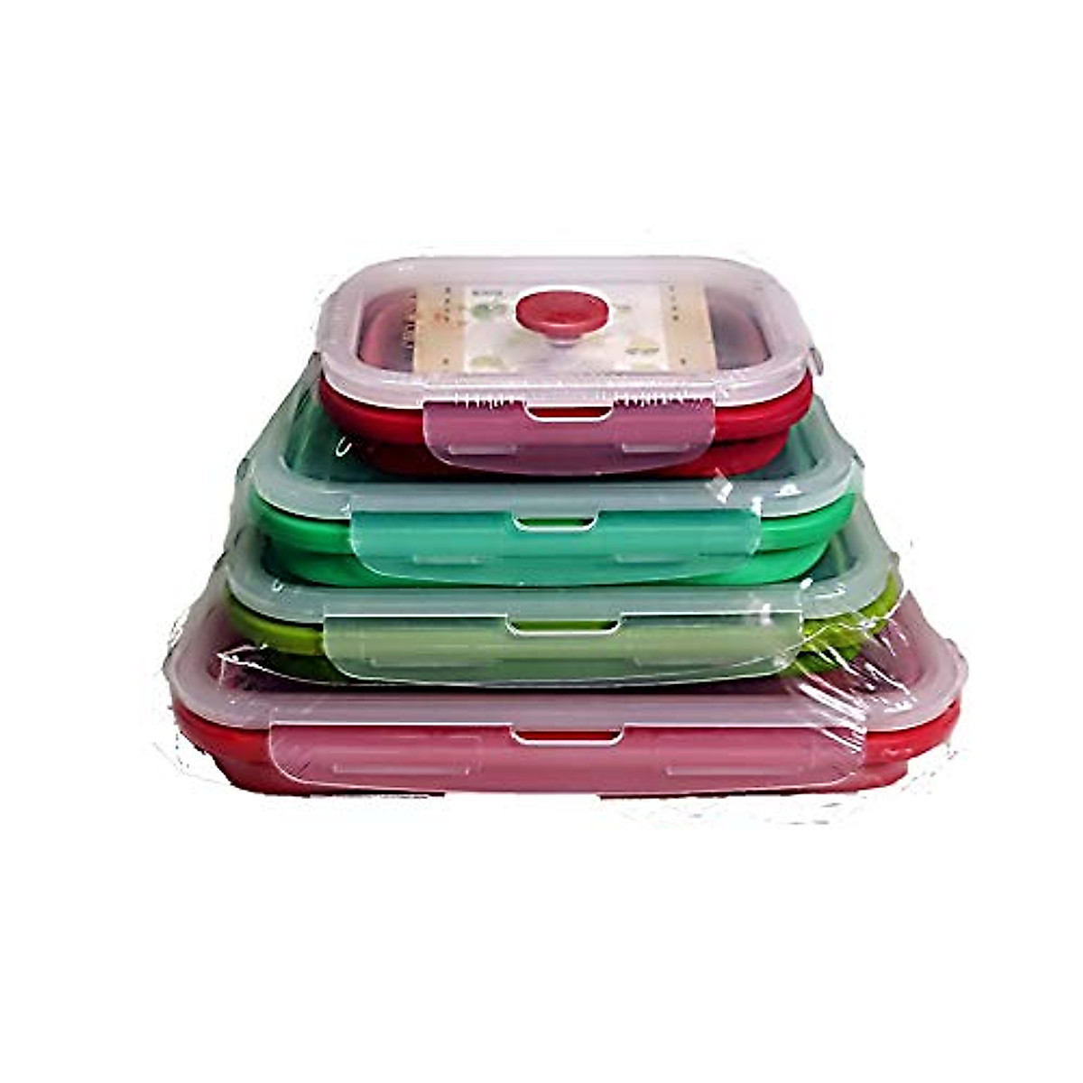 ALANIO G&G Silicone Food Storage Containers Collapsible Lunch Box Set of 4 Rectangle Microwave Foldable, BPA Free, Reusable Leak Proof, Dishwasher and Freezer Safe - Cluttered free cabinet!