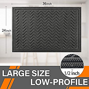 Mibao Welcome Mats Outdoor - Entryway Mat - Door Mats Outdoor, Outdoor Rubber Mats, Doormat Outdoor Indoor Entrance, Large Front Door Mat, Skid Resistant Durable, 24" x 36", Gray