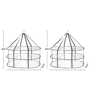 AUTODECO 2 Pack 3-Tier Folding Mesh Clothes Hanging Dryer, Sweater Drying Rack, Large Laundry Drying Rack, Lay fold Flat Dry Hanger, Mesh Clothes Hanging Dryer - XL(3Tier)+XL(3Tier)