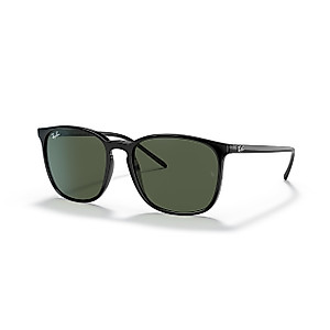Ray-Ban RB4387 Square Sunglasses, Black/Dark Green, 56 mm