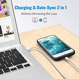 Battery Case for iPhone 6/6s/7/8/se(2020), Upgraded[6000mAh] Portable Protective Charging Case Extended Battery Pack Rechargeable Backup Power Charger Case,Compatible iPhone 6/6s/7/8 (4.7') - Black