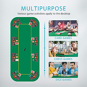 VIVOHOME 79 x 36 Inch Foldable 8-Player Texas Poker Card Table top Layout Portable Anti-Slip Rubber Board Game Mat with Cup Holders and Carrying Bag Green