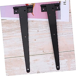 Housoutil 4pcs 10 Cabinet Hinges Black T Shape Hinges Heavy Duty Black Gate Hinges for Metal Black Gate Hinges for Wooden Fences Heavy Duty Barn Door Gate Spring Door Hinges Strap Hinges