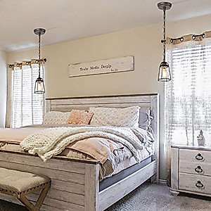 KSANA Farmhouse Pendant Lighting, Mini Rustic Hanging Light Fixture with Seeded Glass Shade for Kitchen Island, Foyer, Hallway, Bedroom and Entryway, Bronze