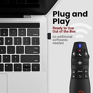 Wireless Powerpoint Presentation Remote Clicker and Keynote Presenter with Wireless Mouse (PR-820) from Red Star Tec