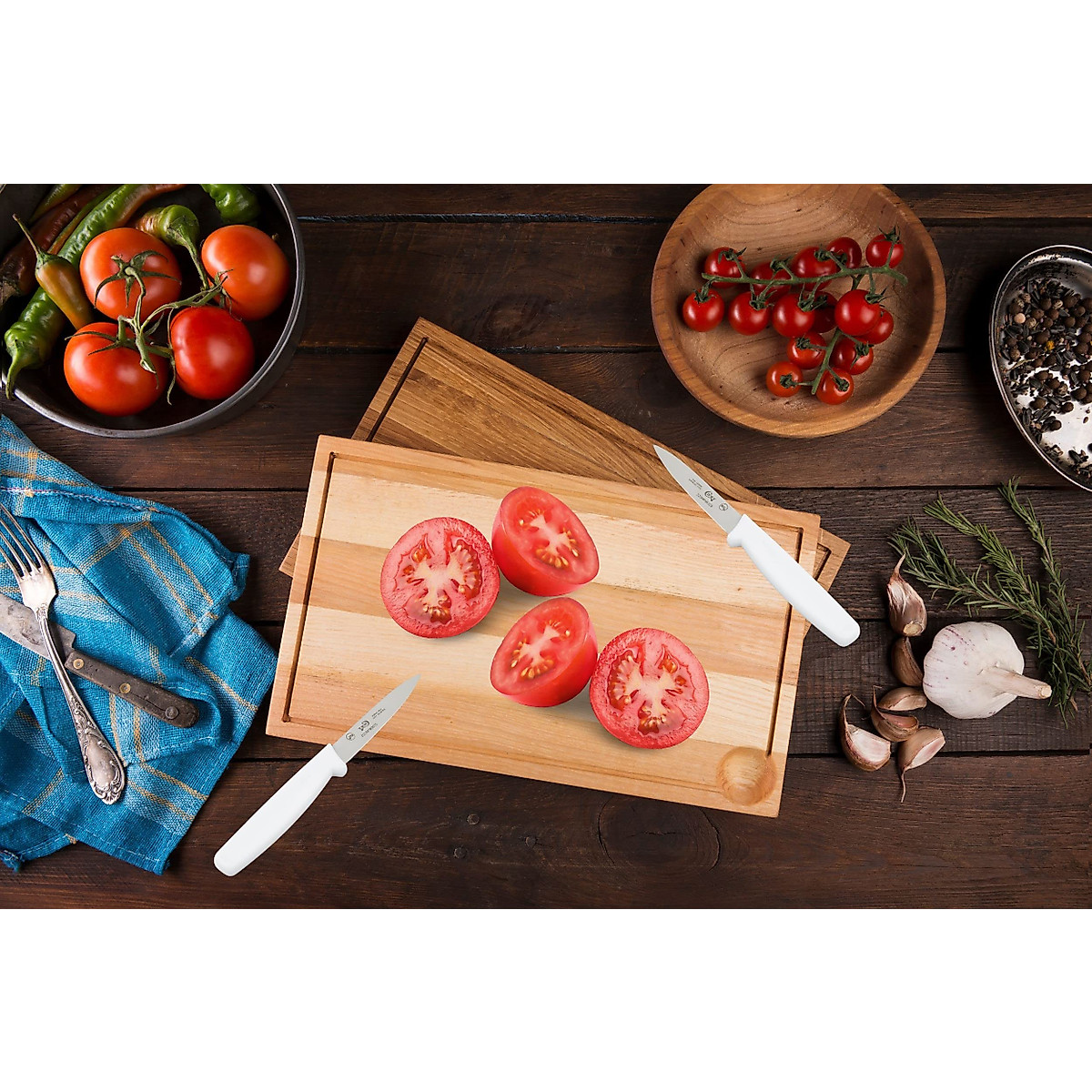 Paring Knives Set Of 3 White Handle 3.25 inch Paring Dishwasher Safe Fruit Choice Pairing Knife, Small Piece Kitchen knive pack sharp professional pairing knive pack, kiwi knife, mini