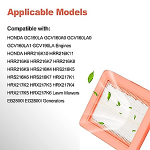 KLWZH 17211-Z8B-901 Air Filter for Honda GCV160LAO GCV190LA GC190LA HRR216 HRB216 HRB217 HRC216 HRS216 HRT216 HRX217 HRZ216 Lawn Mower EB2800I EG2800I Generator Air Filter