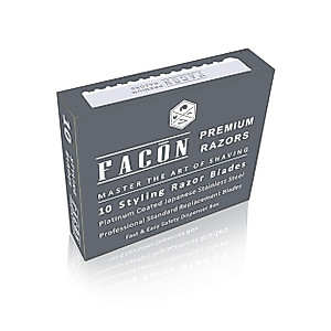 Facón Professional Hair Styling Thinning Texturizing Cutting Razor Replacement Blades - 10 Count