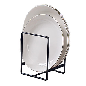 Klyuqoz Plate Organizer for Cabinet, 2Pack Metal Plate Holders,Plate Racks for Kitchen Cabinets, For Pantry, Shelves, Frying Pans, Lids, Cutting Boards, Vertical Or Horizontal Placement (Black)