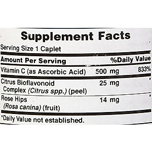 Puritans Pride Vitamin C-500 Mg With Bioflavonoids & Rose Hips Taplets, 100 Count