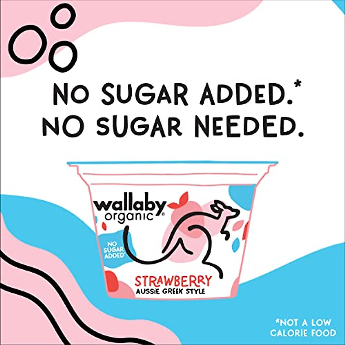 Wallaby Organic Aussie Greek Yogurt, No Sugar Added, Strawberry, 5.3 oz. USDA Organic