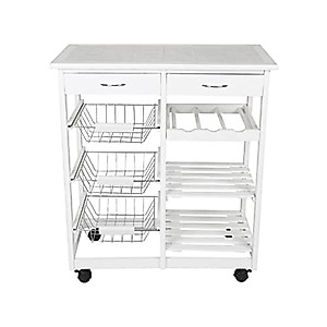 N/A 4 Tier Storage Trolley Cart Kitchen Organizer Bathroom Movable Storage Shelf Wheels Household Stand Holder (Color : White, Size : 1pcs)