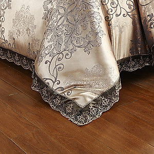Duvet Cover Set Satin Embroidery Bedding Luxury European Neoclassical Style,3 Piece,King Size