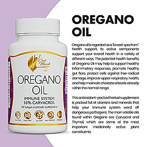 Coco March Oregano Oil - 55% Greek Carvacrol Immune System Support - Gluten Free, Dairy Free, GMO Free, Keto Friendly, Paleo Friendly - 90 Capsules