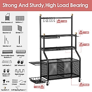 Housolution 3-Tier 5 Gallon Water Jug Holder with Garage Sports Equipment Organizer,Brown and Black