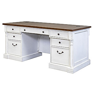 Martin Furniture Durham Double Pedestal Executive Desk, White