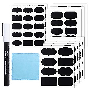 Mr. Pen- Chalkboard Labels, 100pc, Assorted Shapes, 1 White Chalk Marker and Small Towel, Labels, Label Stickers, Labels for Storage Bins, Sticker Labels, Bottle Labels, Food Labels, Jar Labels