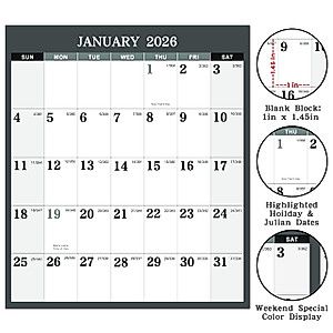 2023 Yearly Wall Calendar - 2023 Dry Erase Wall Calendar, Yearly Wall Calendar 2023 with Julian Date, 34.6" x 22.9" Full Year Wall Calendar, Jan. 2023 - Dec. 2023, Large, Wet & Dry Erase Laminated, Vertical/Horizontal, Reversible - Classic Grey