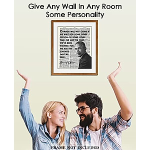 Positive Affirmations Wall Decor for Kids: "Change Will Not Come If We Wait" Barack Obama 8x10 Inspirational, Motivational Poster & Motivational Wall Art Office Decor for Men & Women