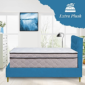 Nutan 13" Extra Plush Bed Mattress, Comfortable Supportive Eurotop Foam Encased Mattresses for Better Body Posture and Positioning, Relieves Pain and Aches, Queen