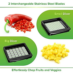 Vegetable Chopper, Veggie Chopper - Chopper Vegetable Cutter, Food Chopper & Onion Chopper - Veggie Chopper With Container, Vegetable Chopper With Container, Onion Chopper Dicers, Choppers - Black