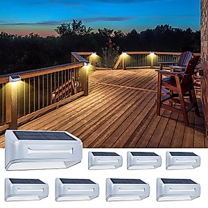 Bridika Solar Fence Lights, Color Glow LED Solar Light Outdoor Waterproof for Backyard Patio Wall Step Deck Pool Garden Holiday and Home Decorations (Warm White and RGB Color Changing, 8 Packs)
