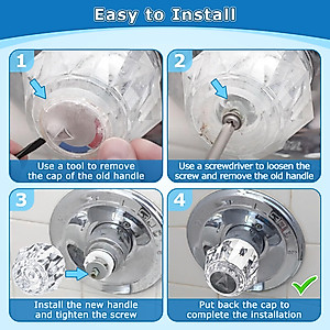 Dreyoo Shower Faucet Handle Replacement for H71, Shower Handle Compatible with Delta Faucet Single Handle Tub Faucets, Shower Knob with Button and Screw, Clear Acrylic