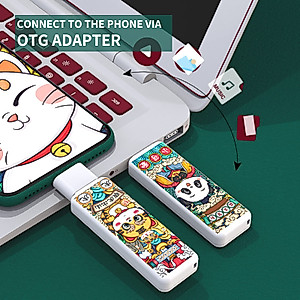 USB Flash Drive, Lucky Cat Pattern Hot Swap U Disk, Portable USB2.0 Memory Stick Mini Thumb Drive compatible for IBM PC, for OS X Pc or Laptop, plug and play(32GB)
