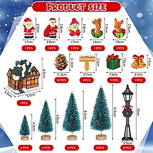 43 Pieces Christmas Village Sets Miniature Ornaments Resin Miniature Garden Dollhouse Mini Street Light Models Small Pine Tree with Wooden Bases Tabletop Xmas Ornaments Resin Snowman Santa Figurines