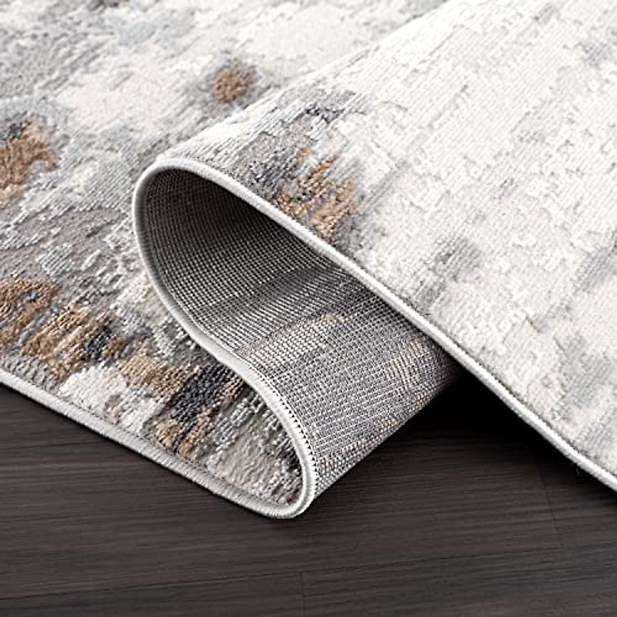 Abani Rugs 6' x 9' Contemporary Grey Paint Strokes Premium Area Rug - No-Shedding Modern Marble Design Dining Room Under Table Rug
