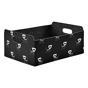 susiyo Funny Cat Skeletons Storage Bin with Handles Decorative Storage Box Foldable Basket for Organizing Closet Shelf Nursery Toy Office 13.7x5.1x10.2in