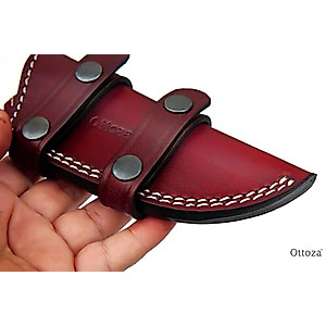 Ottoza Handmade Leather Knife Sheath Bushcraft Knife Sheath - Hunting Knife Sheath - Survival Knife - DUAL USAGE Vertical Knife Sheath or LEFT HAND Horizontal Sheath Brown TOP GRAIN LEATHER No:105