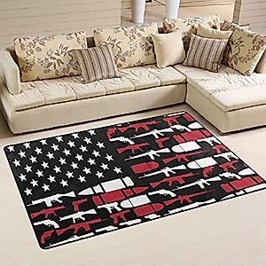 Ainans Gun Country USA Flag Area Rug Carpet Non-Slip Floor Mat Doormats for Living Room Bedroom 60 x 39 inches
