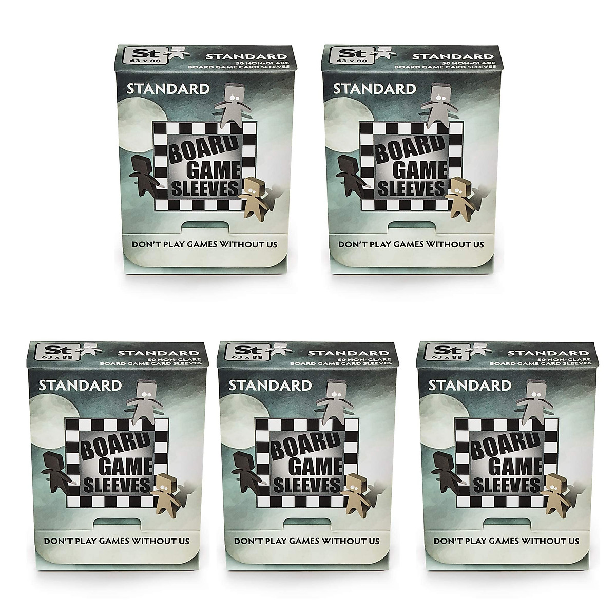 5 Packs Arcane Tinmen Non-Glare Board Game Sleeves 50 ct Standard Size Card Sleeves Value Bundle!