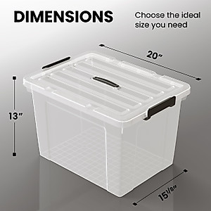 Lifetime Home (6 Pack) 48 Qt. [UPGRADED] Plastic Storage Bin Tote Organizing Container with Ultra Durable Lid and Secure Latching Buckles, Stackable, Extra Strength Clear with Black Handle