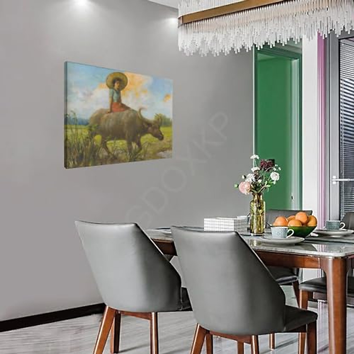 Art Poster of The Work of Filipino Rural Landscape Painter Fernando Amorsolo Canvas Poster Wall Art Decor Print Picture Paintings for Living Room Bedroom Decoration Frame-style 20x16inch(50x40cm)