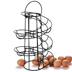 Hovico Egg Skelter Spiral Design Metal Egg Skelter Dispenser Rack,Storage Display Rack (Black)