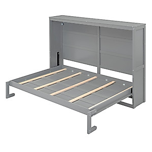 Harper & Bright Designs Full Size Murphy Bed, Wall Bed Full Platform Bed, No Box Spring Needed, Gray