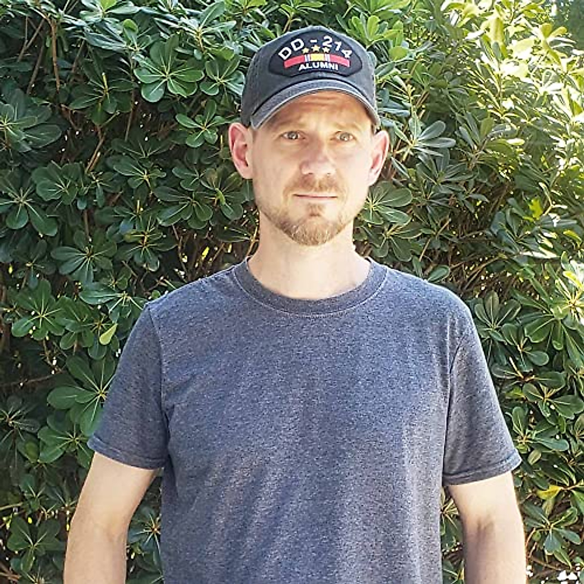 VetFriends.com US Veteran Hat with DD-214 Alumni Text and National Service Ribbon Graphic - Embroidered Adjustable Vintage Washed Gray